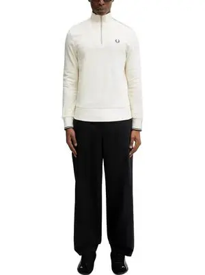 Fred Perry Half-zip Embroidered Logo Sweater - Neutrals