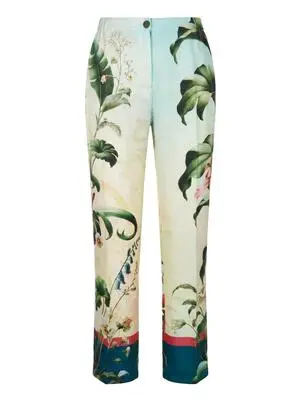 F.R.S FOR RESTLESS SLEEPERS Etere Floral-print Silk Trousers - Neutrals