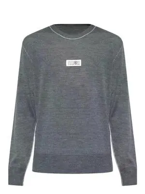 MAISON MARGIELA Logo Patch Fine Knit Sweater - Grey
