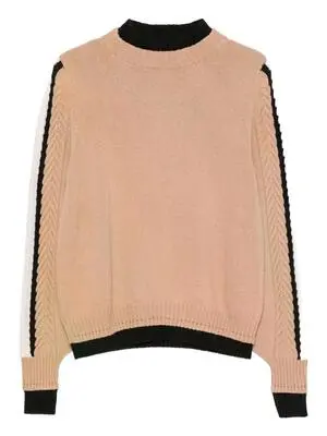 D.exterior Cable Knit Side Stripe Sweater - Neutrals