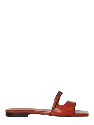 GIULIANO GALIANO Leather Croc-effect Sandals - Red