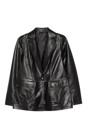ADRIANNA FERETTI Adrianna Ferretti Notched Lapel Leather Jacket - Black