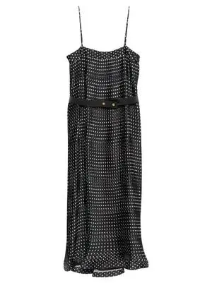 SIMONA CORSELLINI Polka-dot Pleated Midi Dress - Black