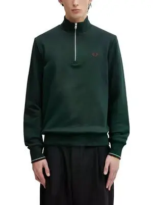 Fred Perry Fred Perry Quarter-Zip Embroidered-Logo Sweater Green