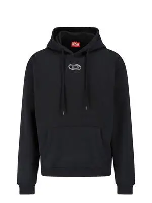 DIESEL® S-norm" Hoodie With Oval-d Logo - Black