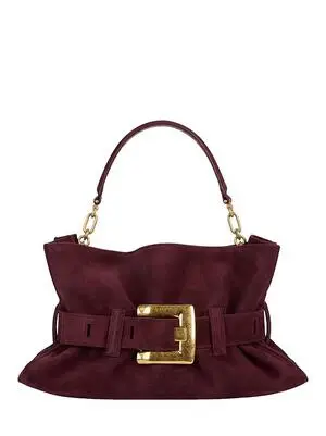 Balmain Balmain Medium Anthem Suede Leather Bag Red
