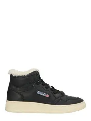 AUTRY Leather High-top Shearling Lined Sneakers - Black