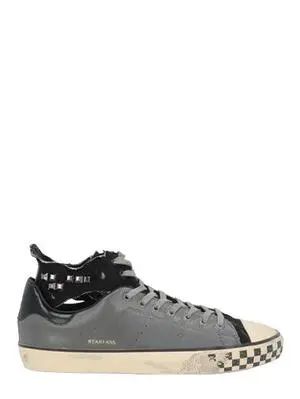 HIDNANDER High-top Sneakers In Leather And Textile Fibers - Grey