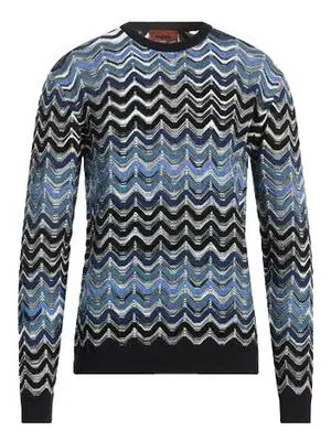 Missoni Multicolor Chevron Patterned Wool Crewneck Sweater - Blue
