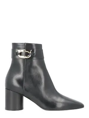 SALVATORE FERRAGAMO FERRAGAMO Black Lambskin Ankle Boots With Geometric Heel