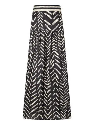 Johanna Ortiz Printed Cotton Maxi Skirt - Black