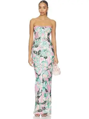 BRONX BANCO Calypso Sequin Dahlia Strapless Maxi Dress - Multi