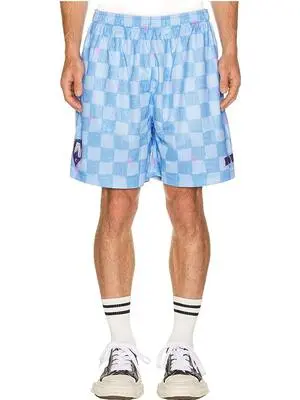 NAHMIAS Scribble Check Soccer Short - Blue Iris