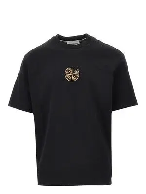 Stone Island Conumed Effect Print T-hirt - Black