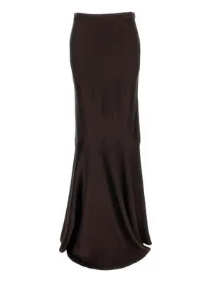 Max Mara Max Mara Studio Long Satin Skirt Marrone