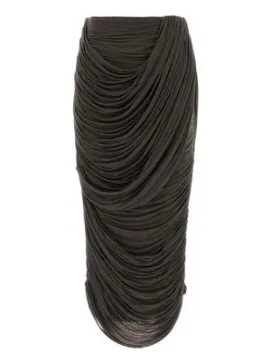 Magda Butrym Draped Stretch Cupro Midi Skirt - Brown