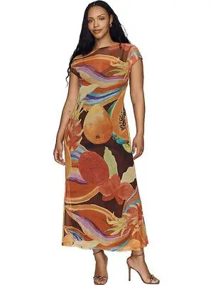 NEVER FULLY DRESSED Mesh Midi Dress - Multi
