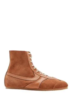 Dries Van Noten Suede And Leather Trimmed Lace-up Sneakers - Brown