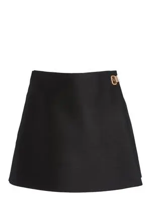 Balenciaga Tailored Wool-silk Skort With Gold-tone Hardware - Black