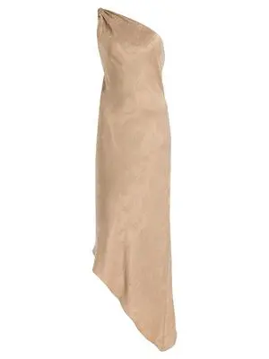 Anna October Molly Asymmetrical Floral Midi Dress - Neutral