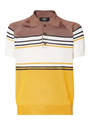 Fendi Multicoloured Striped Viscose Polo Shirt - Multicolor