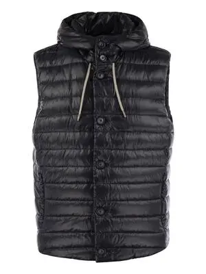 Herno Sleeveless Down Jacket With Hood And Glossy Finish - Multicolor