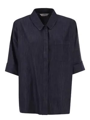 Max Mara Lightweight Denim Shirt With Short Sleeves - Multicolor