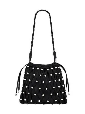 Sandro Diamante-embellished Drawstring Crochet Bag - Black