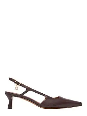 Maje Clover Charm Leather Slingbacks - Brown