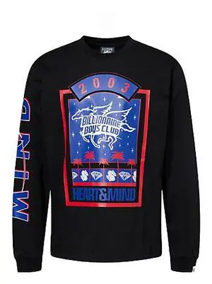 BILLIONAIRE BOYS CLUB Multi-logo Long-sleeve Cotton T-shirt - Black