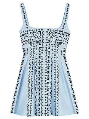Maje Bandana-print Square Neck Mini Dress - Blue