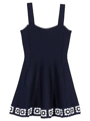 Maje Crochet Panel Knitted Mini Dress - Navy