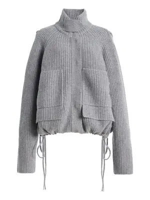 Brandon Maxwell Winsor Ballon Cashmere Jacket - Grey