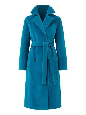 Alaïa Double-breasted Suede Trench Coat - Blue