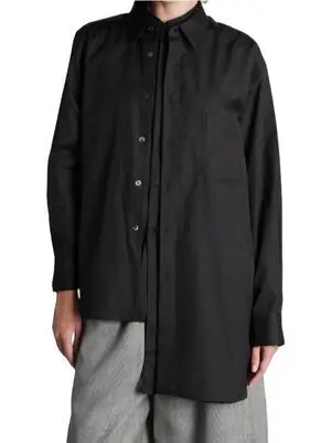 Comme Des Garçons Asymmetrical Hem Button-up Shirt - Black