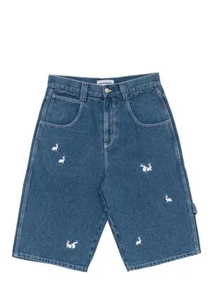 CARNE BOLLENTE Embroidered Denim Shorts - Blue
