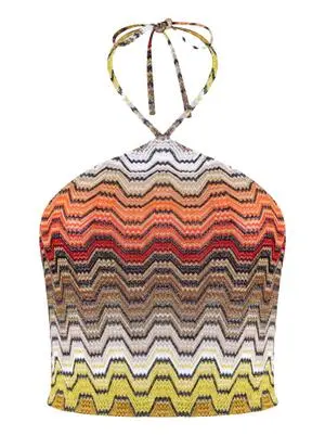 Missoni Viscose Lamé Halterneck Top With Greek Patterns - Multicolor