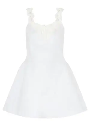 SHUSHU/TONG Sleeveless Patchwork Bodice Pleated Mini Dress - Blue