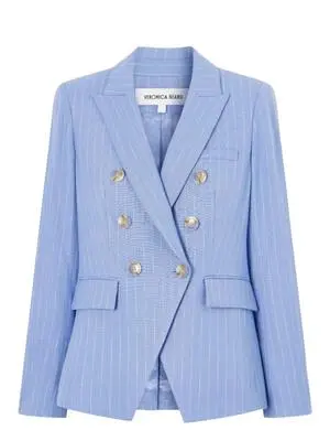 Veronica Beard Miller Double-breasted Pinstriped Woven Blazer - Blue