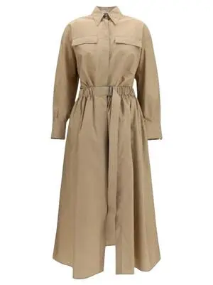 Brunello Cucinelli Belted Shirt Dress - Beige