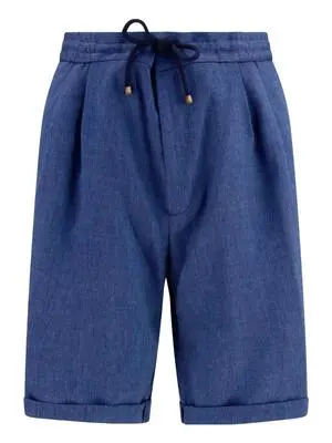 Brunello Cucinelli Brunello Cucinelli Herringbone Drawstring-Waist Shorts Blue
