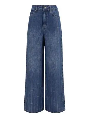 SELF-PORTRAIT Embellished Stripe Denim Jeans - Blue