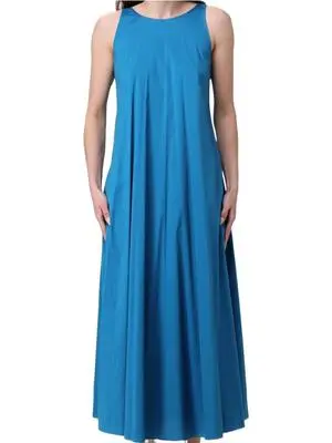 Max Mara Sleeveless Round Neck Dress With Back Detail - Blue