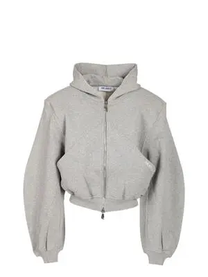 Attico Cropped Zip-up Hoodie - Grey