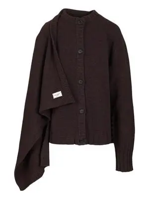 Attico Draped Panel Cardigan - Black