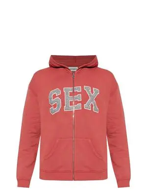 CARNE BOLLENTE Zip Up Hoodie With Felt Lettering - Red