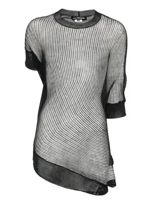 Junya Watanabe Asymmetrical Mesh T-shirt - Black