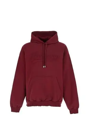 Balenciaga Logo Embroidered Drawstring Hoodie - Red