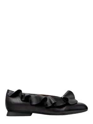 Camper Camper Casi Myra Leather Ballerinas With Ruffle Detail Black
