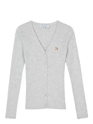 Maison Kitsuné Baby Fox Patch Knit Cardigan - Grey